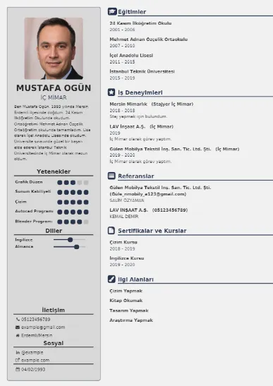 Cv Şablonları ile Boş Cv Doldur ve Cv Hazırla | Cv Lazım