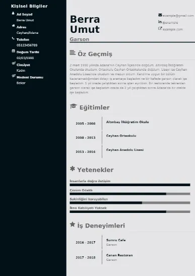 Garson CV Örnekleri | Cv Lazım