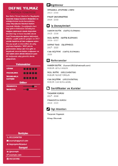 Cv Hazırlama Formu İle Profesyonel Cv Doldurma | Cv Lazım