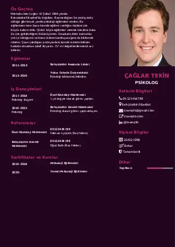 Psikolog CV Örnekleri | Cv Lazım